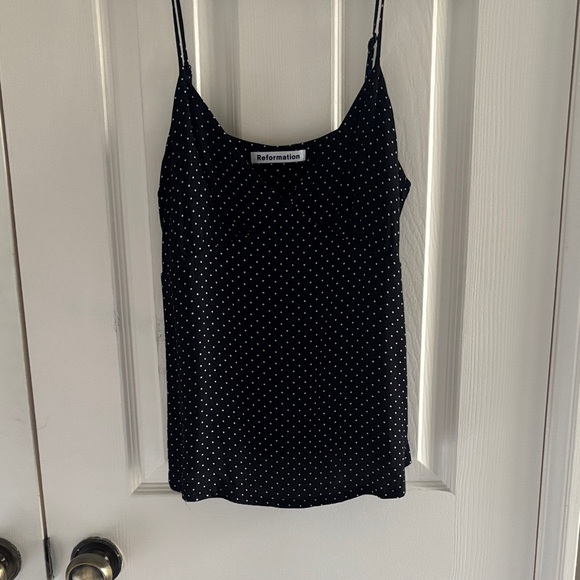 Reformation | Tops | Reformation Black And White Polka Dot Camisole ...